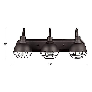 Globe Electric 51620 Eli 3-Light Caged Vanity Light, Dark Bronze, Bulbs Included, 220 Lumen