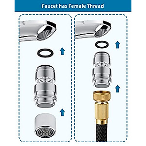 Faucet to Garden Hose Adapter Kit, Sink Hose Attachment Faucet Adapter to Garden Hose 360-degree Swivel with Removable Faucet Aerator Garden Hose Sink Adapter Including Female Adapter- Chrome Finished