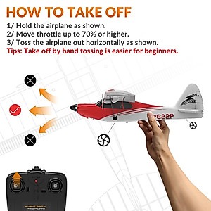 VOLANTEXRC RC Planes Sport Cub S2 for Kids, 2.4Ghz 2CH Remote Control Airlane Portable & Easy to Fly Outdoor Toy Gifts with Gyro Stabilizer for Beginner (Red)