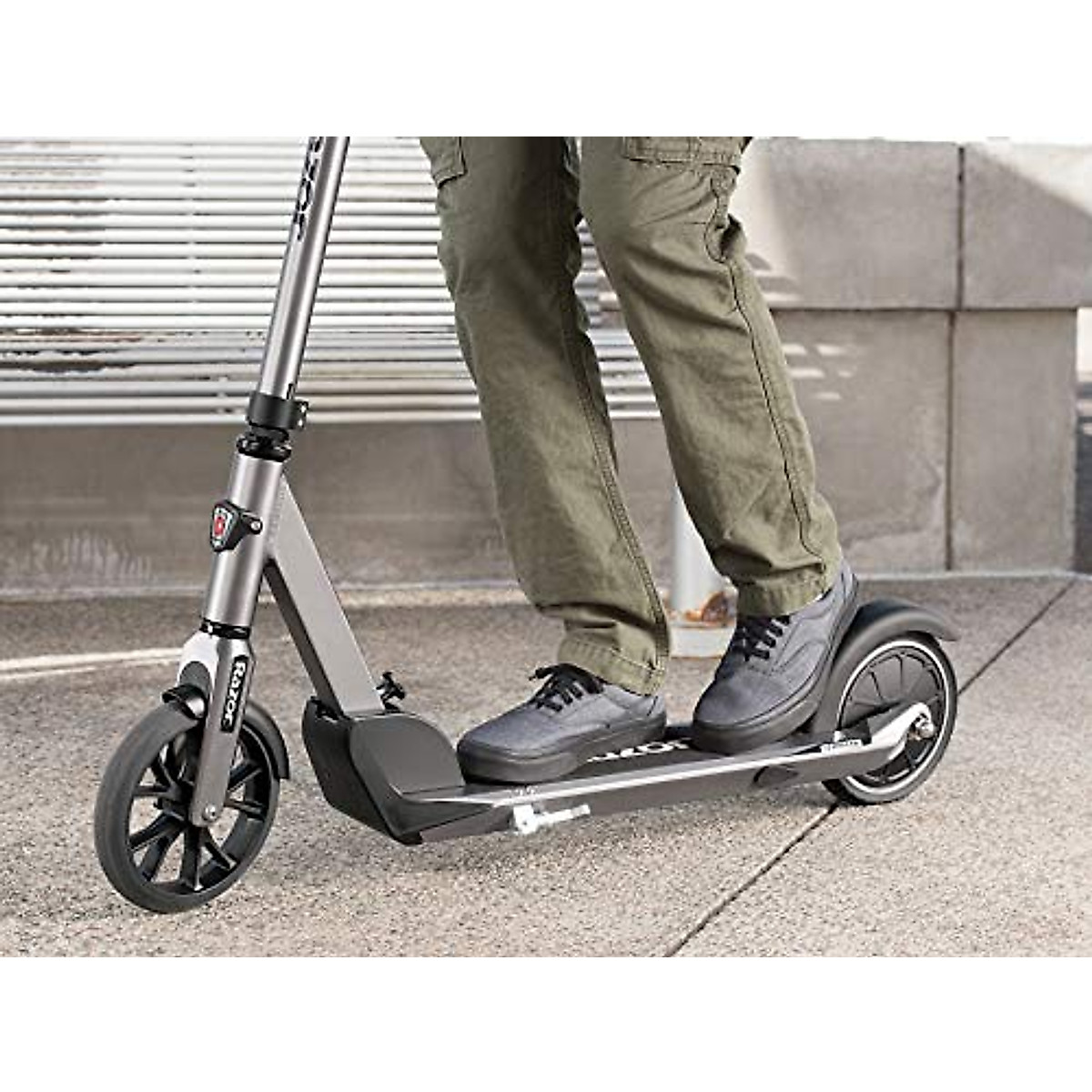 Razor E Prime Adult Electric Scooter - Up to 15 mph, 8" Airless Flat-free Tires, Rear Wheel Drive, 250W Brushless Hub Motor, Lightweight Aluminum Frame, Anti-Rattle System, Foldable