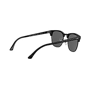 Ray-Ban RB3016 Clubmaster Square Sunglasses, Wrinkled Black On Black/Dark Grey, 49 mm