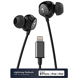 Thore Wired iPhone Headphones with Lightning Connector Earphones - MFi Certified by Apple Earbuds Wired in-Ear Microphone and Volume Remote for iPhone 14 Pro Max, 13, 12 Mini, XR, Xs, 11, 7, 8 (Black)