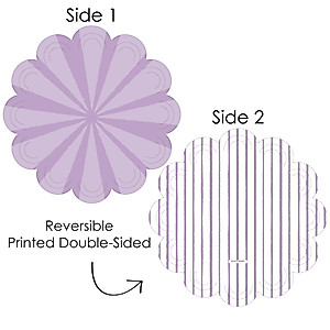 Big Dot of Happiness Purple Stripes - Simple Party Round Table Decorations - Paper Chargers - Place Setting For 12