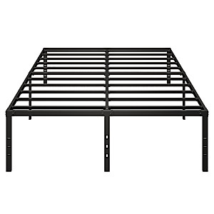 JTPTU Heavy-Duty King Metal Bed Frame, 18 inch Tall, Black, 3500 lbs Weight Capacity, No Box Spring Needed, Easy Assembly, Noise-Free