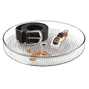 iDesign Clarity Lazy Susan Turntable Cosmetic Organizer for Vanity Cabinet, Bathroom, Kitchen Countertop to Hold Makeup, Beauty Products, 9" x 9" x 1.75" - Clear