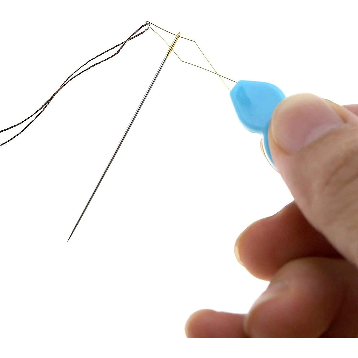 30 Pieces Gourd Shaped Plastic Needle Threaders, Plastic Wire Loop DIY Needle Threader Hand Machine Sewing Tool for Sewing Crafting with Clear Box, 4 Colors Random