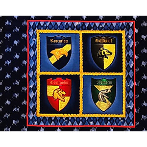 Wizarding Cotton Fabric Quilt or Pillow Panel - 2 Large Blocks (Great for Quilting, Sewing, Craft Projects, Wall Hangings, Throw Pillows and More) 18" X 44"