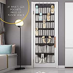 ASKITO Over The Door Shoe Organizer ,27 + 4 Large Mesh Pockets Hanging Shoe Storage ,Upgraded Oxford Fabric Black (1 PACK)