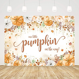 Aprophic Pumpkin Baby Shower Backdrop Fall Baby Shower Decorations Banner Our Little Pumpkin is On The Way Thanksgiving Baby Shower Background Photo Booth Studio 7x5ft