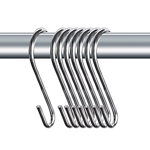 Remzly 30 Pack S Hooks for Hanging Kitchen Utensils, Clothes, Plants, Pots and Pans - 2.4” Small Silver Utility Hangers for Closet, Wire Shelving, Garage, Garden