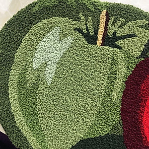 Apple Rug Fruit Shaped Mat Orchard Rug Red Hand Woven Carpet Bedroom Area Rug Non Slip Bathroom Rug Apple Orchard Home Decor Doormat Area Rugs Modern Area Rugs 17.7"x 31.49"