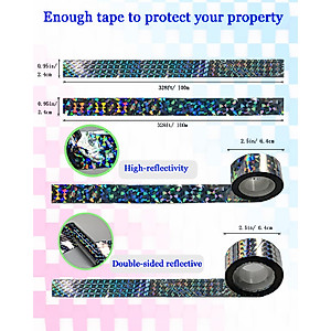 Whtawtaw 2 Rolls 328 FT Bird Scare Tape Ribbon, Deterrent Visual Audible Reflective Tape to Keep Away Birds, Holographic Double Sided Flash Tape for Outdoor, Garden, Balcony