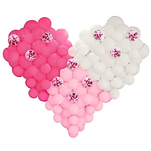 Pink and White Balloons, 70pcs White Pink Balloons Hot Pink for Birthday Wedding Party Decorations…