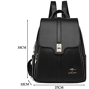 Anti-theft Backpack Purse Ladies Shoulder Bag Soft Leather Backpack Ladies Backpack Ladies Large Capacity Bag,Black Backpack,27 * 12 * 33CM