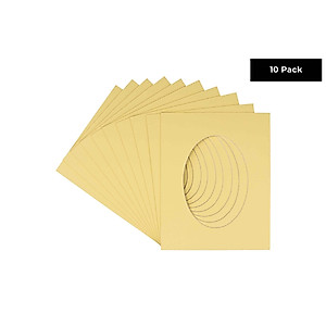 CountryArtHouse Soft Yellow Acid Free 11x14 Oval Picture Frame Mat with White Core Bevel Cut for 8x10 Pictures - Fits 11x14 Frame - Pack of 10 Matboards