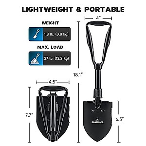 DARTMOOR Mini Folding Shovel High Carbon Steel, Portable Lightweight Outdoor Tactical Survival Foldable Mini Shovel, Entrenching Tool, Camping, Hiking, Digging, Backpacking, Car Emergency