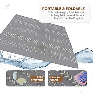 CHILDLIKE BEHAVIOR Baby Play Mat - Play Pen Tummy Time Mat & Crawling Mat Foam Play Mat for Baby with Interlocking Floor Tiles 72x48 Inches Puzzle - Baby Floor Mat Infants & Toddlers (X-Large, Grey)