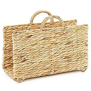 Americanflat Seagrass Magazine & Newspaper Storage Basket - Decorative Handwoven Wicker for Organizing at Home - 1 Open Rectangular Compartment (Natural Color)