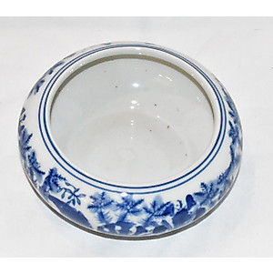 New 5.5" Oriental Koi Fish Goldfish & Ferns Round Bamboo Planter Pot/Change Holder