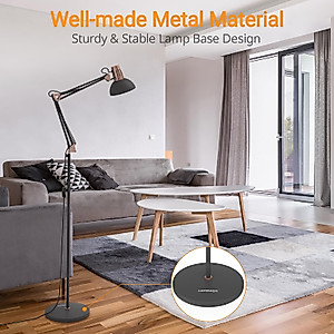 LEPOWER Metal Floor Lamp, Adjustable Architect Swing Arm Standing Lamp with Heavy Duty Base, Eye-Caring Reading/Drawing Lamp with On/Off Switch for Living Room, Bedroom, Study Room, Office
