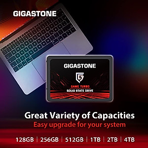Gigastone SATA SSD 256GB (2-Pack) 2.5 inch SSD 520MB/s Upgrade Laptop PC Memory and Storage PS4 HDD Replacement 2.5" Internal Solid State Hard Drives SATA III SLC Cache 3D NAND Game Turbo Performance