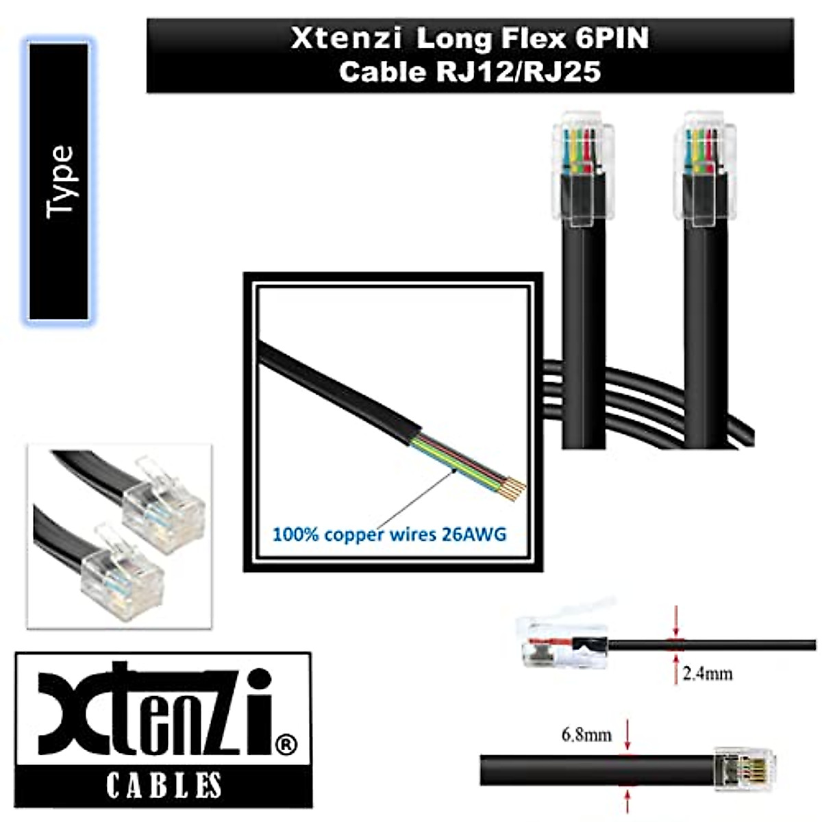 Xtenzi 6Pin Flex Cable XTFC Wire Accessory XT91615 for Amp Remote Knob Compatible with Image Dynamics Q Series Amplifiers