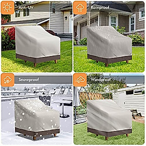 Patio Furniture Covers Waterproof for Chairs, 100% Outdoor Waterproof Durable Patio Outdoor Chair Cover, Lawn Sofa Cover with Handle for Patio Furniture, Beige & Brown (32W x 34D x 36H)