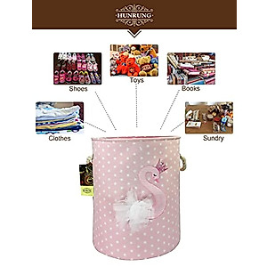 HUNRUNG Large Laundry Hamper,Cartoon Organizer Bin for Children Nursery,Toys,Laundry,Children Clothing,Gift Baskets (Swan)