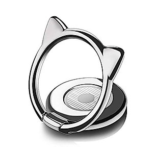 aceyoon Phone Ring Cat Attachable Kickstand Ultra Thin Cute 360 Degree Smartphone Finger Grip Ring Holder Stand Compatible for Phone X, XS, XR, XS Max, 8, 7 Plus, 7, 6S Plus, 6, S9, S10 Black