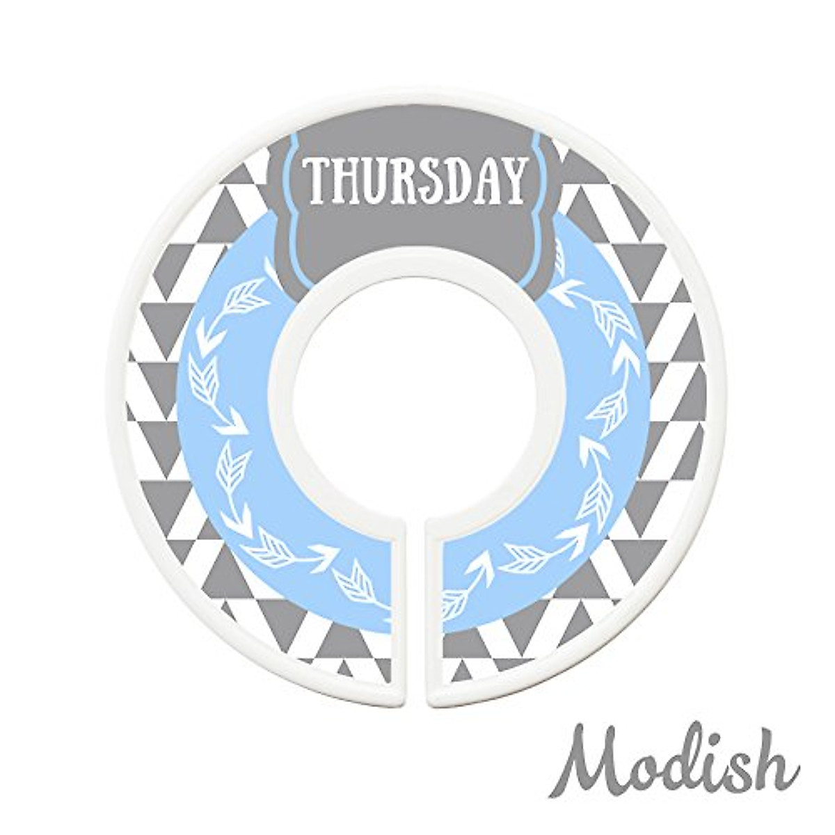 Modish Labels Daily Clothes Organizers, Days of Week Closet Dividers, Closet Organizers, School Supplies, Work Week Clothes Organizer, Boy, Male, Men, Arrows, Tribal, Blue, Grey, Gray (Days)