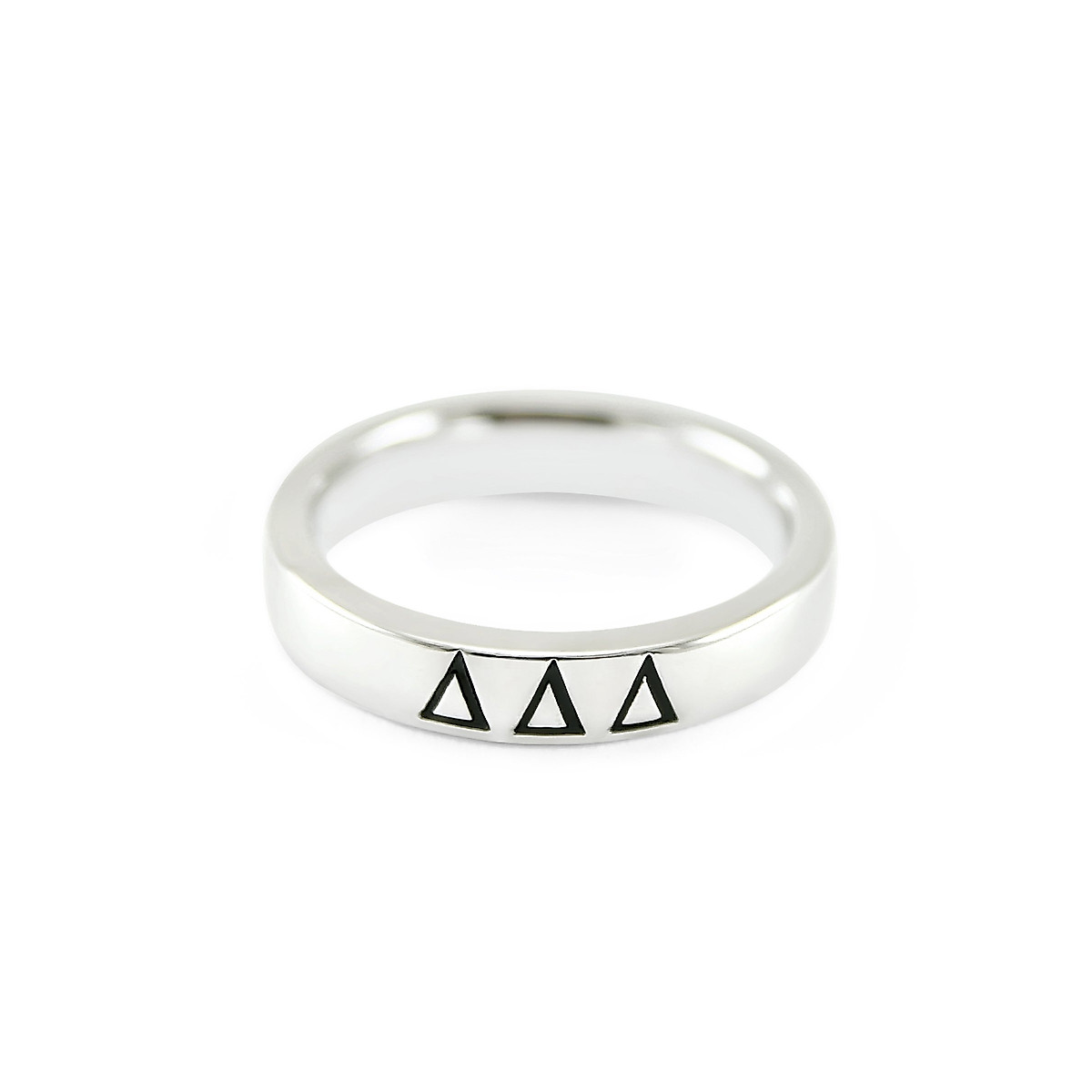 The Collegiate Standard Delta Delta Delta Sterling Silver Skinny Band Ring (8.0)