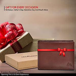 NeoMonte Men's Leather Wallet Sleek and Slim Design comes in Beautiful Gift Box and Handmade with RFID Blocking