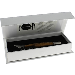 French Home LG052 Connoisseur Pocket Knife with Cork Screw and Olive Wood handle, Wood Grain