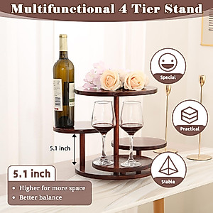 GKOKG 4 Tier Round Cupcake Tower for 50 Cupcakes, Acacia Wood Cupcake Stand for Dessert Table, Woodden Serving Stand, Cake Stand & Dessert Tower for Birthday, Graduation, Wedding, Tea Party