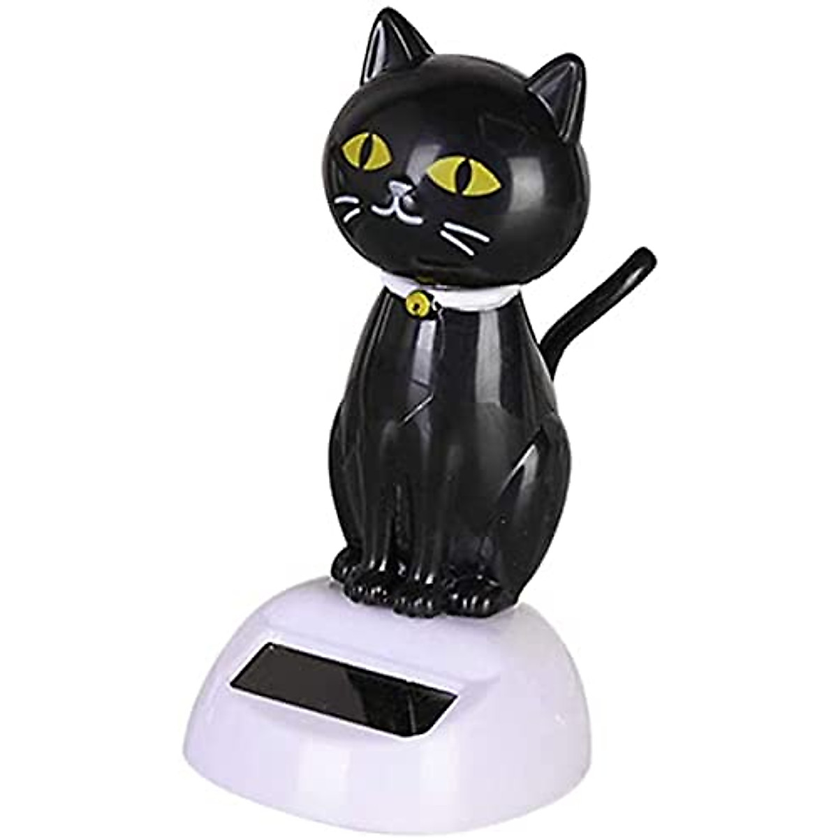 Solar Cat Bobble Shaking Head Dancing Toy Cat Figurine Statue Car Dash Board Ornaments for Car Vehicle Decoration - Black