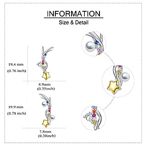 YAFEINI Star Earrings Pair of 2 Different Pearl Ear Climber Earrings 925 Sterling Silver Jewelry Gifts for Her Girlfriend Women