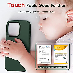 TOCOL [5 in 1 for iPhone 14 Pro Max Case, 2 Screen Protector + 2 Camera Lens Protector, Slim Liquid Silicone Phone Case 14 Pro Max 6.7 Inch, [Anti-Scratch] [Drop Protection], Alpine Green