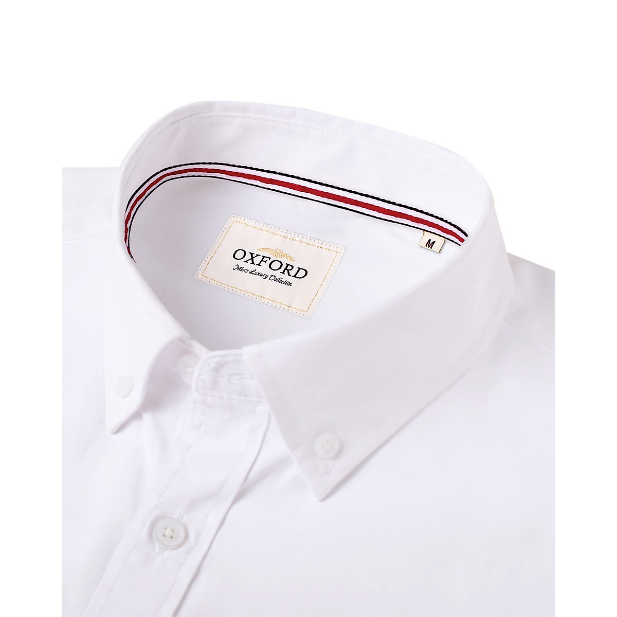 Alimens & Gentle Men's Solid Oxford Shirt Regular Fit Long Sleeve Button Down Shirts with Pocket White