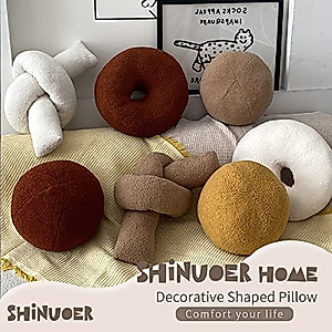 SHINUOER White Ball Pillow Decorative Round Throw Pillows,11.8" Boucle Ball Pillow Sphere Shaped Pillow Plush Cushion Round Decorative Pillow for Couch,Sofa,Bedroom