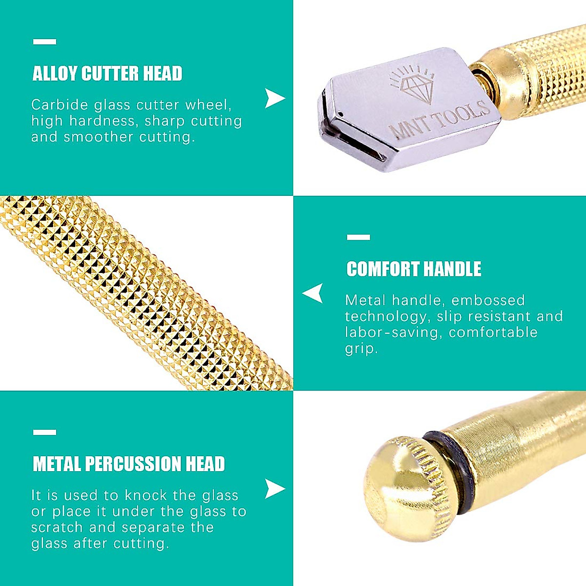 Swpeet 3Pcs Glass Cutting Tools Kit, Including Pro-Grade Tile Glass Cutting Pliers and 3mm-18mm Glass Cutter Handle Pencil Style Oil Feed Carbide Tip Glass Cutter Cutting Tools for Mosaic, Tiles