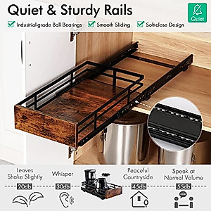 KES Pull Out Cabinet Organizer, 12" Wide Kitchen Slide Out Cabinet Drawer Organizer for Kitchen, Slide Out Wood Pull Out Drawer Storage Shelves with Soft Close, KPO503W30D53-BK