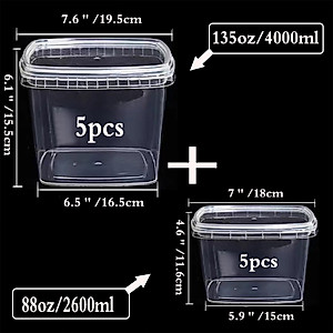 SHPii Square Clear Deli Containers with Lids, BPA-Free, Freezer and Microwave Safe Food Storage Containers, Reusable Airtight Containers, Meal Prep, Take-out, Restaurant Supplies.(10 pcs)