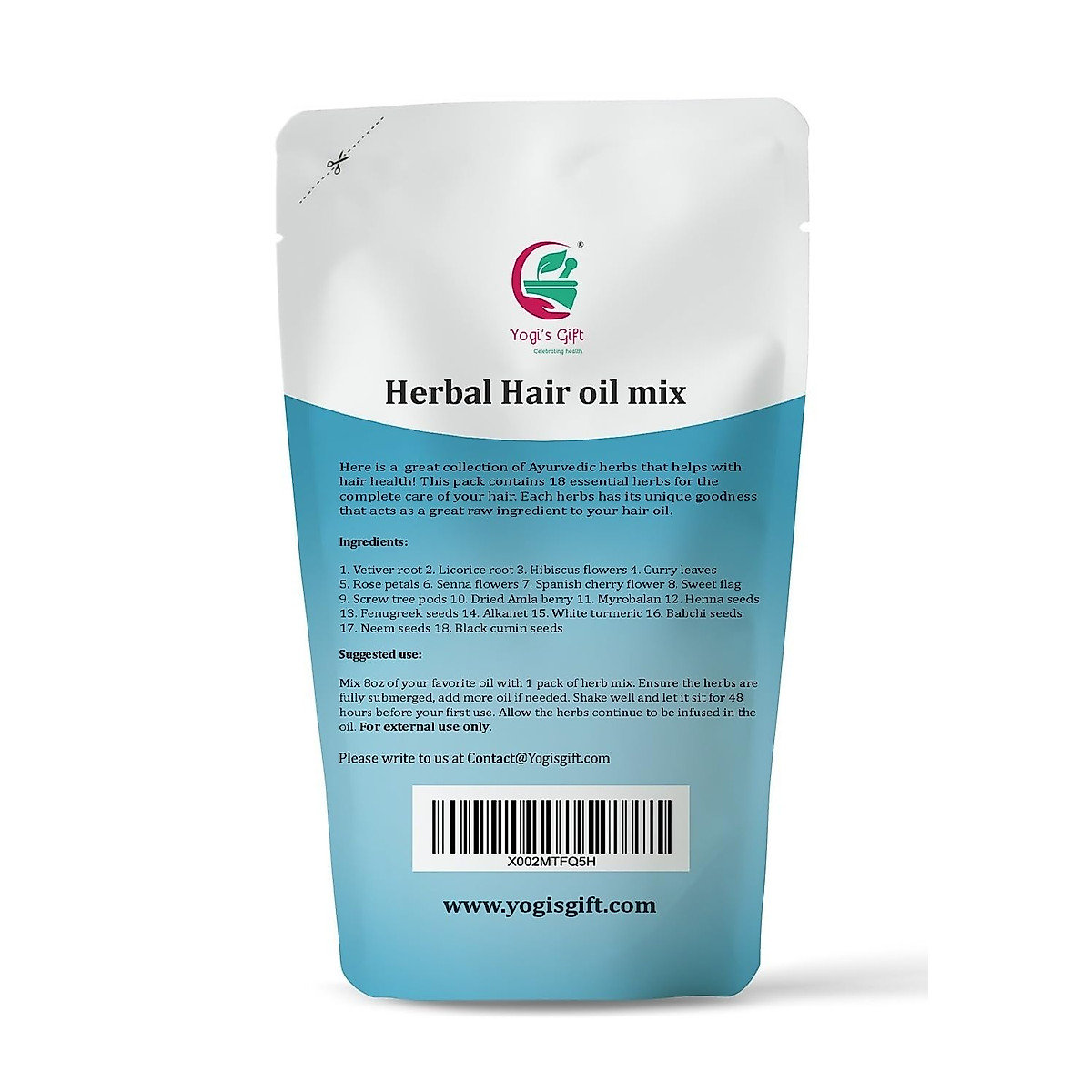 Yogi’s Gift | Ayurvedic Herbal Hair Oil Mix | 75 g x 2 packs | 18 Essential Herbs For Growth | 100% Natural Product Of India