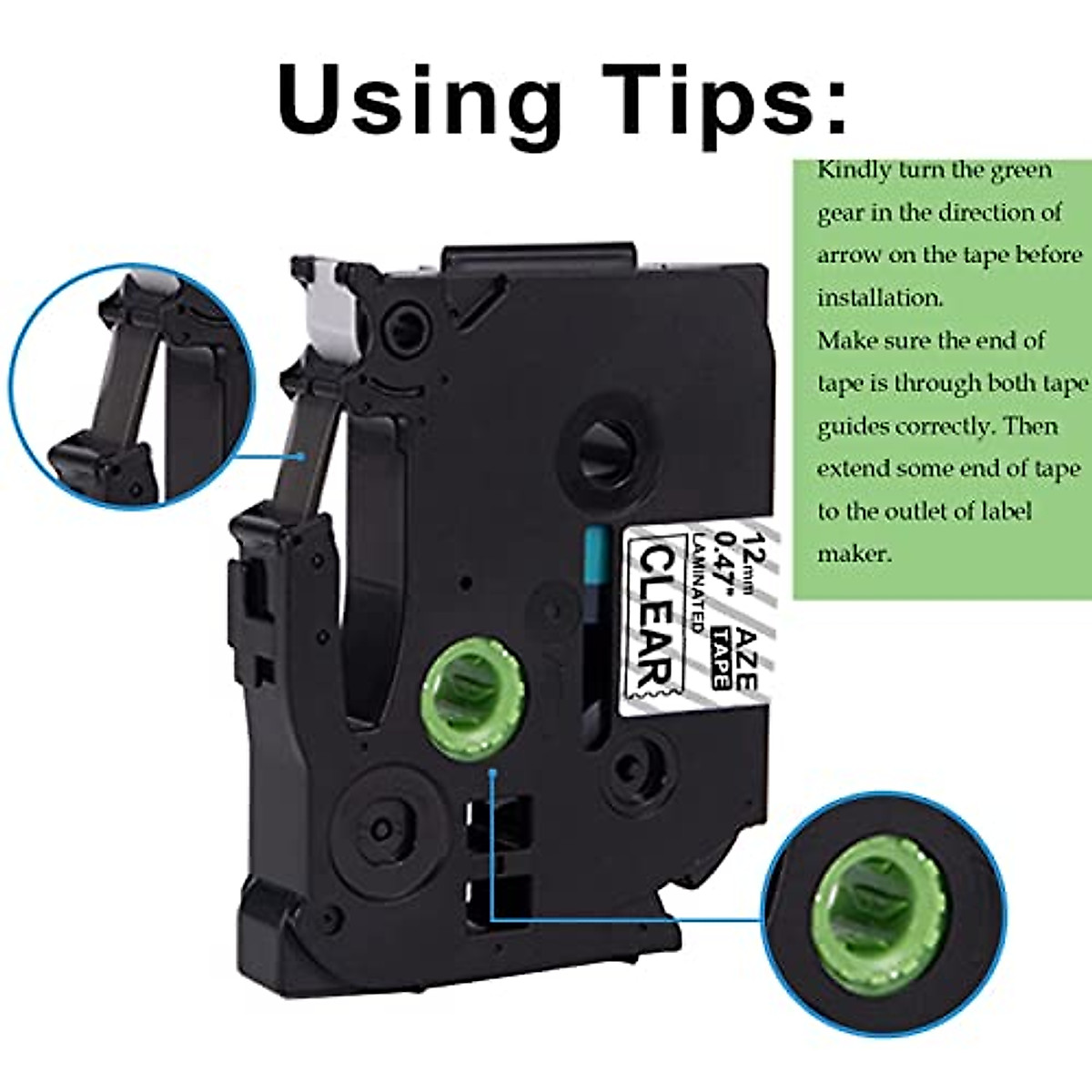P-Touch Label Tape for Brother Label Maker Tape P Touch Tze tz TZe-131 12mm 0.47 Inch Black on Clear Label Refill, TZe131 Laminated Tape for PTH110 PT-D210 PTD600 PT-710BT, 1/2 Inch 26.2Ft, 4-Pack