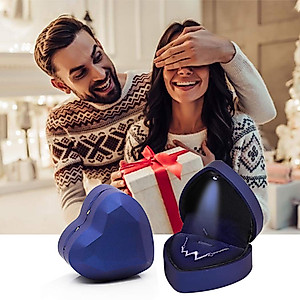 iSuperb Pendant Necklace Box with LED Light Heart Shape Jewelry Gift Box Bracelet Case for Anniversary Wedding Engagment (Blue)