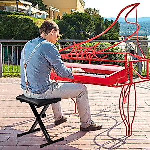 CAHAYA Keyboard Bench X-Style Height Adjustable 16.3-19.6in Padded Cushion Piano Stool Bench Keyboard Chair for Keyboards Piano CY0257