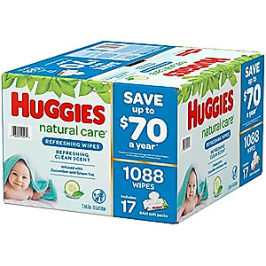 Huggies Natural Care Baby Wipe Refill, Refreshing Clean (1,088 Count)