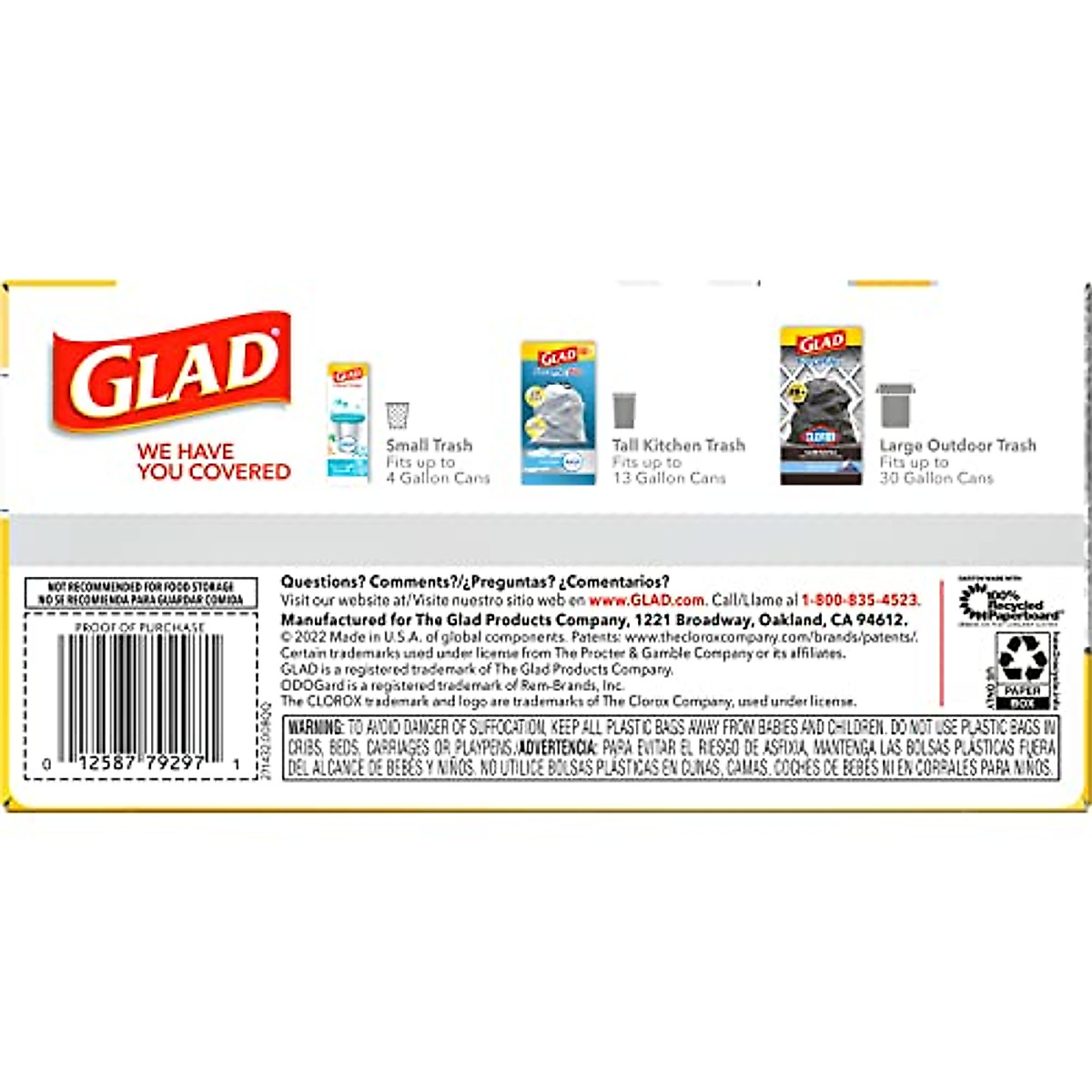 Glad ForceFlexPlus with Clorox Tall Trash Bags, 13 Gal, Lemon Fresh Bleach, 34 Ct, Pack May Vary