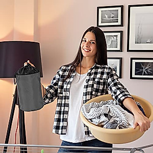 Yochea Clothespin Holder Bag Outdoor,Water-Resistant Peg Basket with Hanger/Drawstring Closure (Grey)