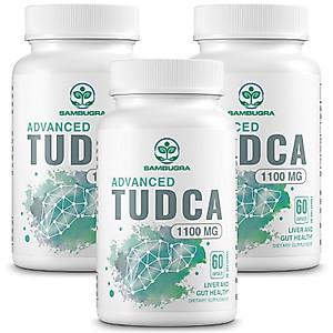 TUDCA 1100mg for Liver Cleanse Detox and Repair, 3rd Party Tested Advanced TUDCA Supplements, Ultra Strength Bile Salt TUDCA Liver Supplement, 180 Capsules (Pack of 3)